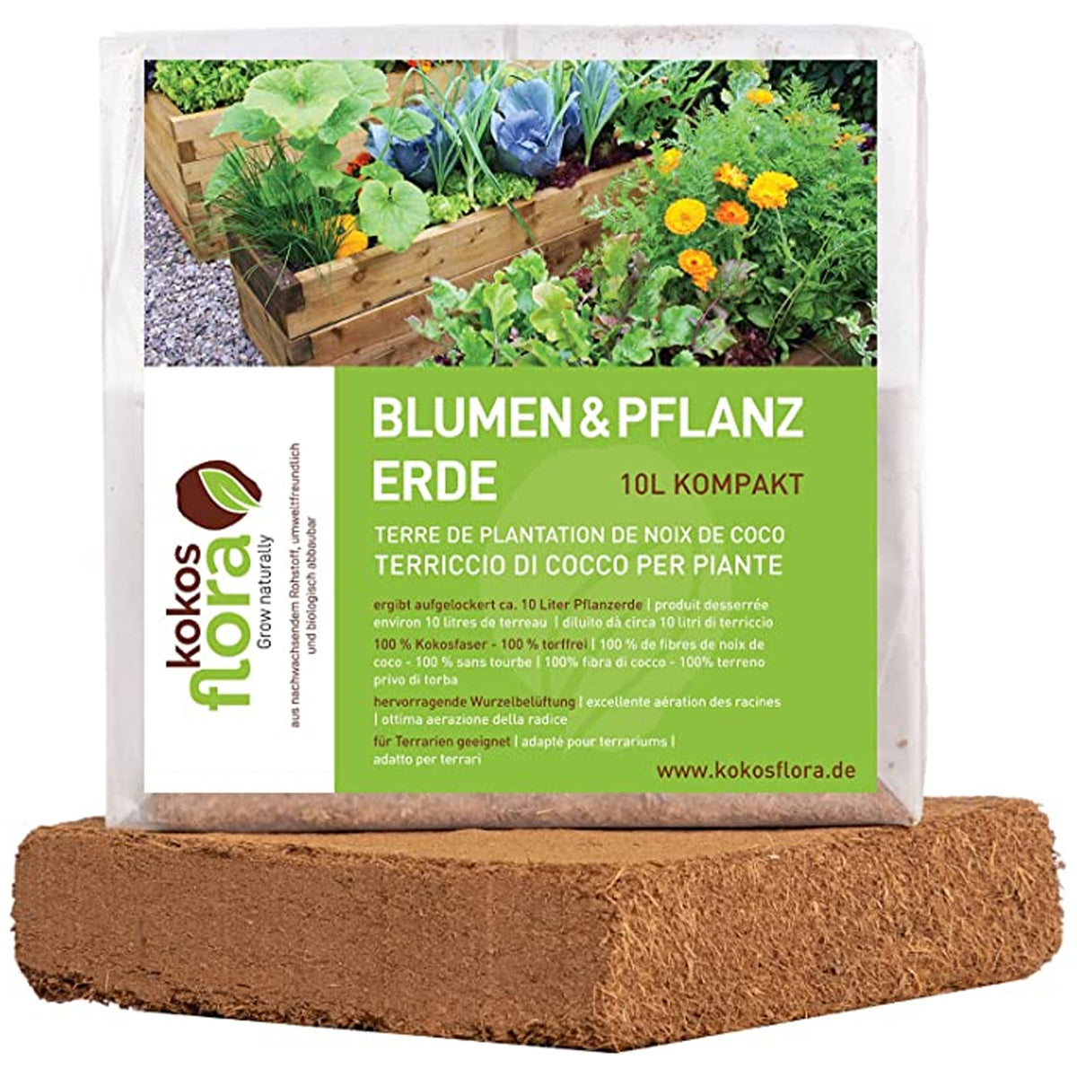 Blumen & Pflanzerde 10L Kompakt — Kokosflora Europe